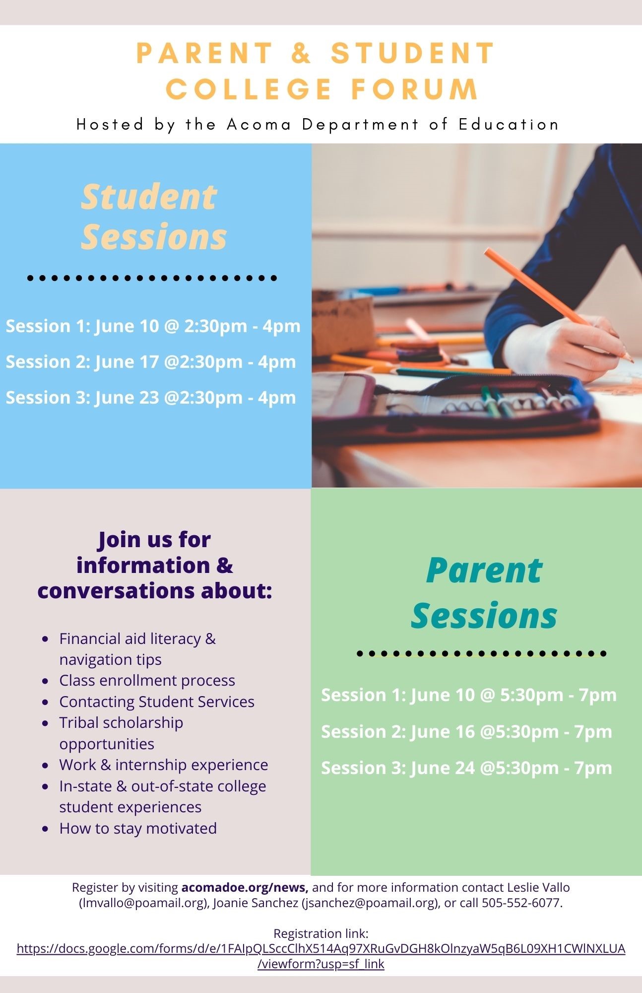 Parent & Student College Forum Student – Acoma Department of Education